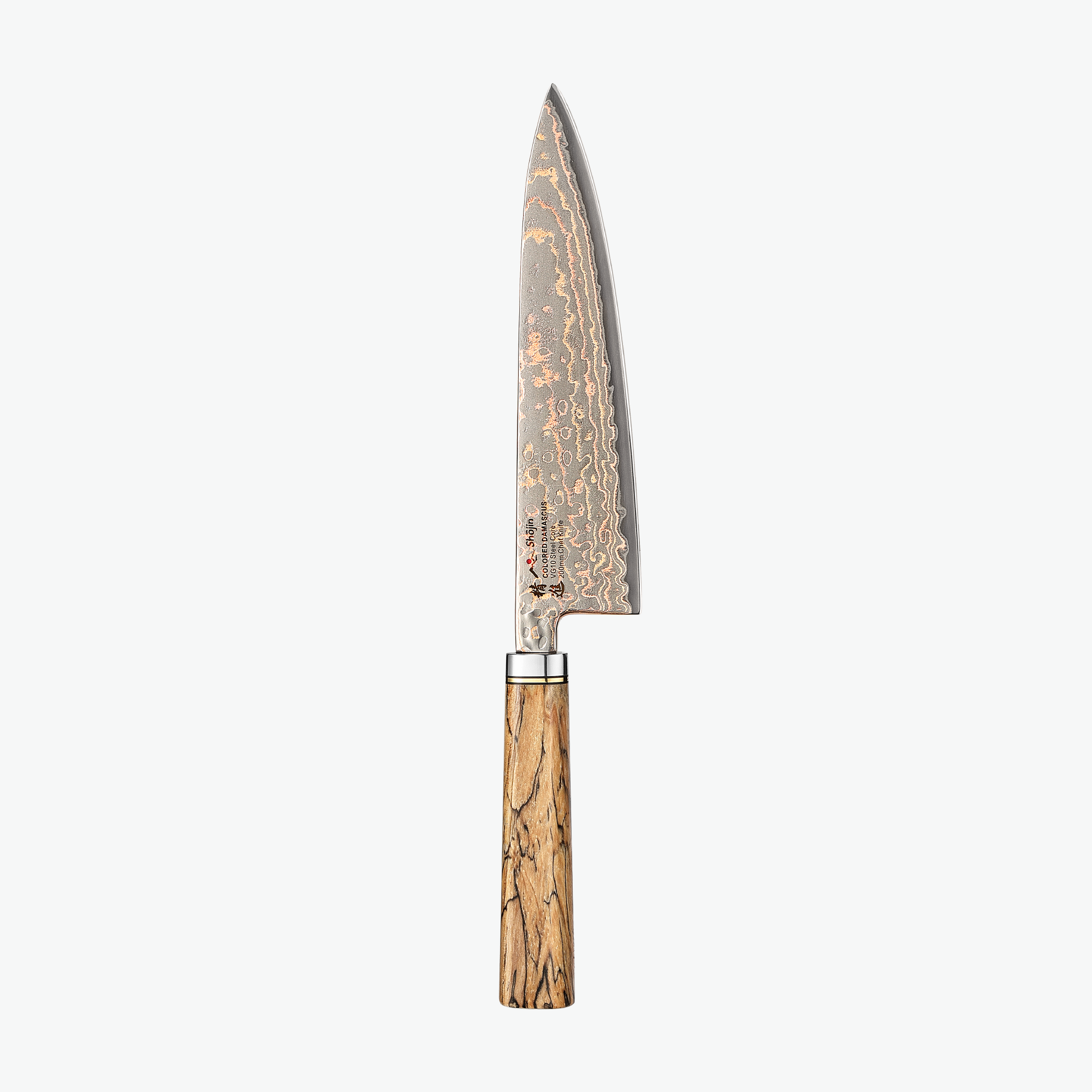 Shojin Akari Kokkekniv 20 cm – Kobberinfuseret VG-10 damaskusstål